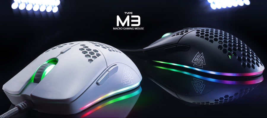 เมาส์ EGA Type M3 Gaming Mouse น้ำหนักเบา ดีไซน์รังผึ้งราคาประหยัด