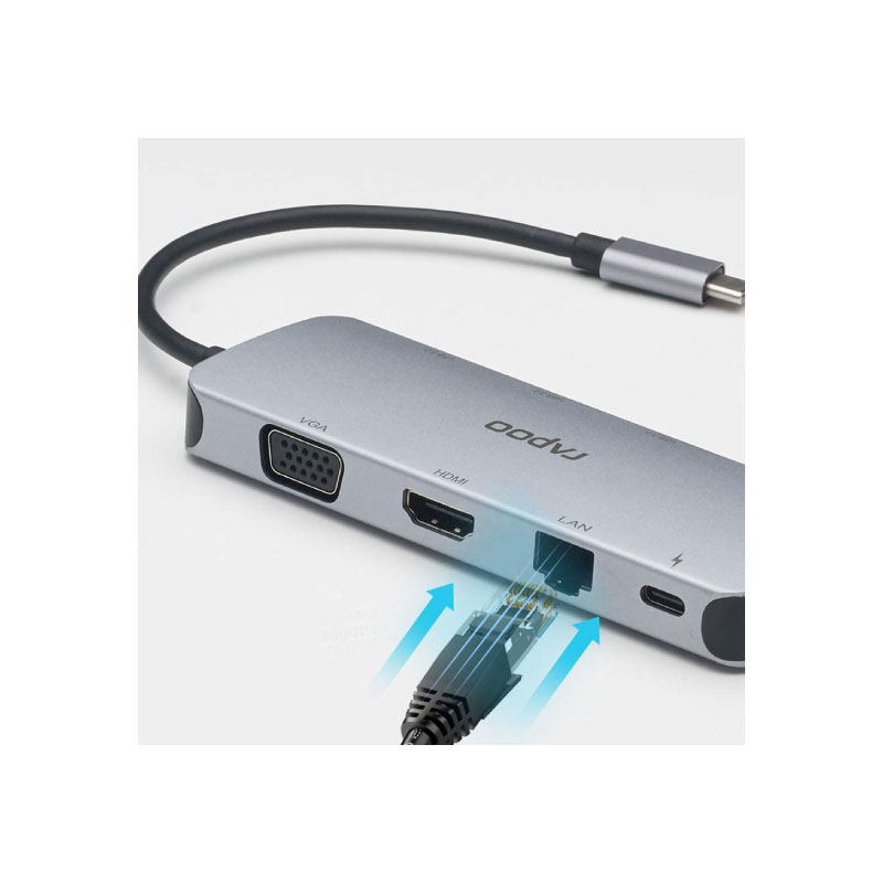 ตัวแปลง Rapoo XD200 10in1 USB Hub