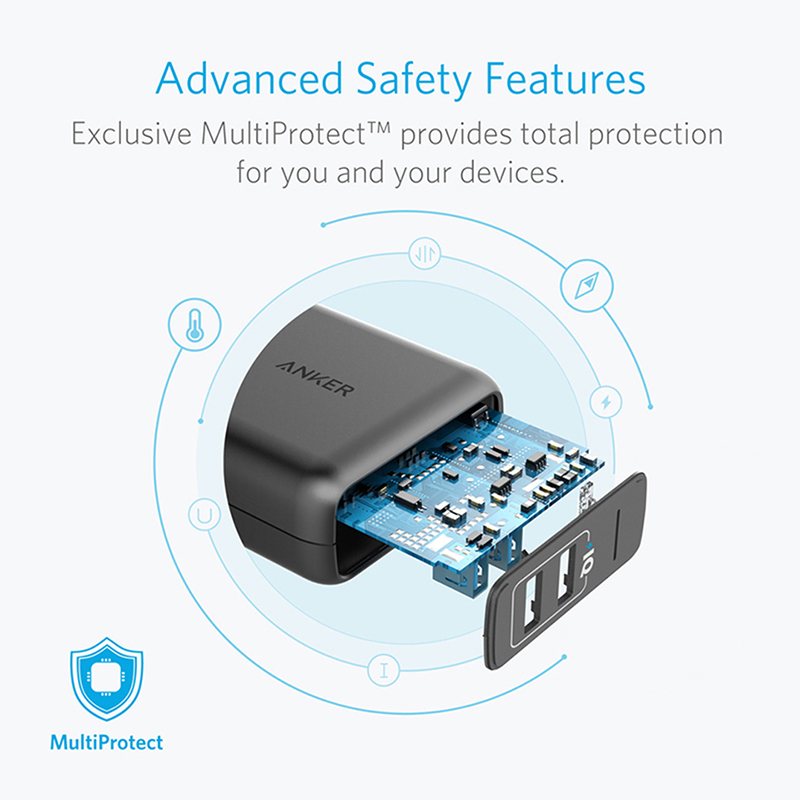 หัวชาร์จ Anker PowerPort 2 Elite 24W