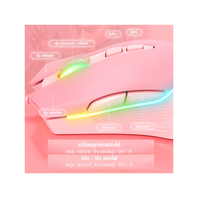 เมาส์ Onikuma Sakura Gaming Mouse