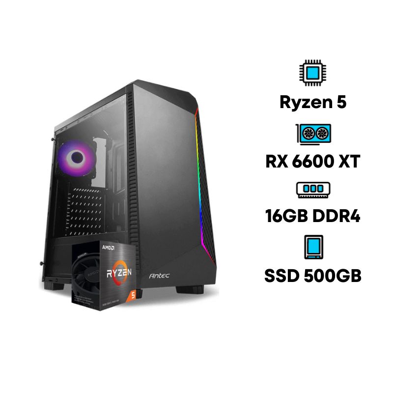 iHAVECPU Ryzen 5 5600X RX 6600 XT Set 63 Computer Set