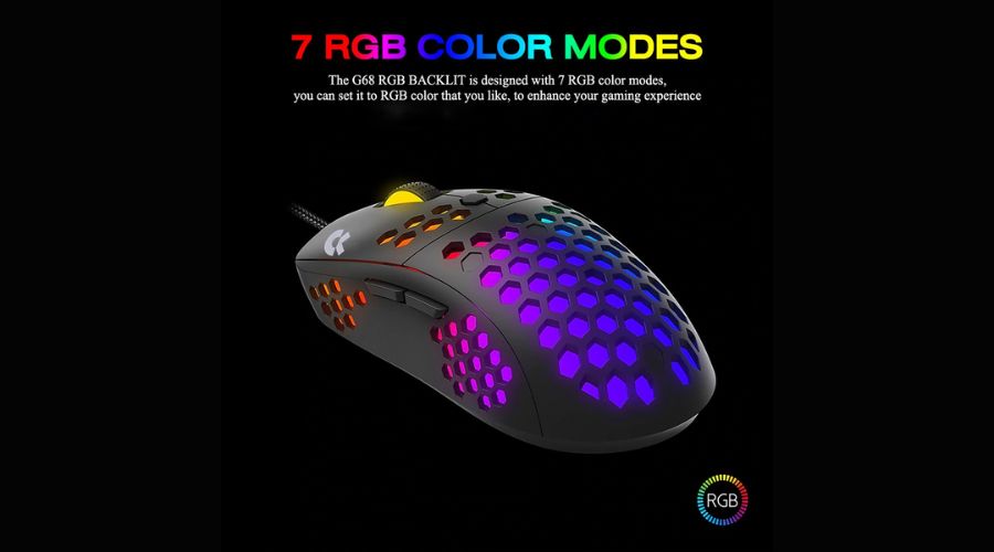 เมาส์ OKER G68 ไฟเรืองแสง ดีไซน์รังผึ้ง ราคาถูก ฟรีประกันศูนย์