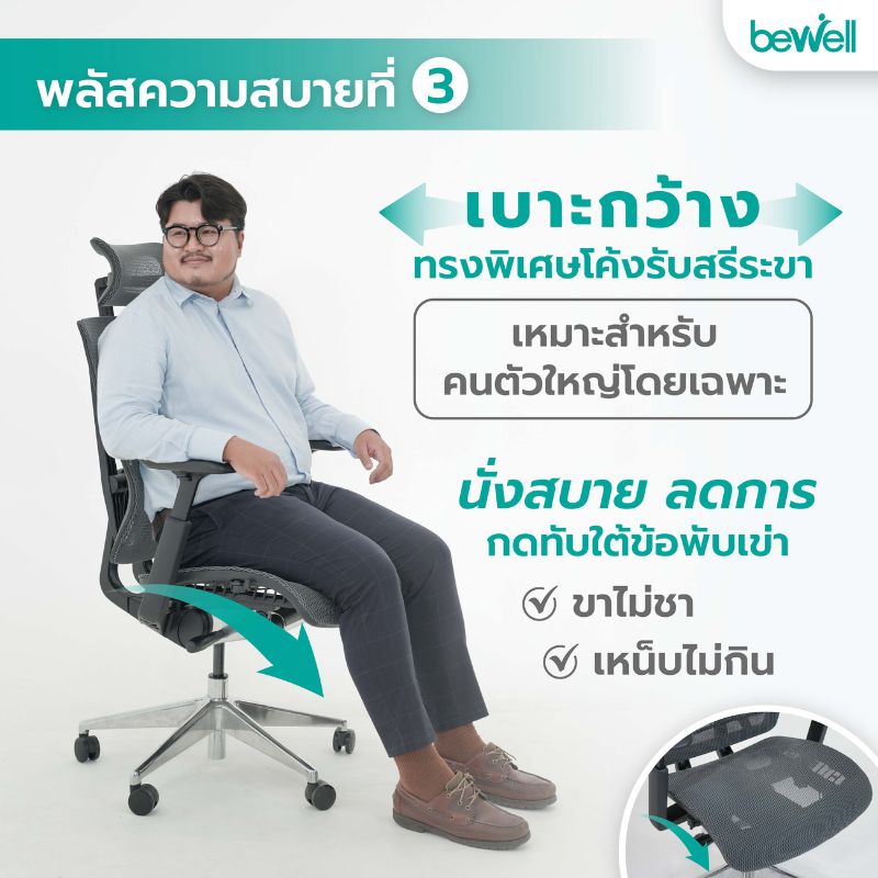 เก้าอี้สุขภาพ Bewell ENFOLD PLUS Ergonomic Chair [ส่งของภายใน 3-7 วันทำการ]