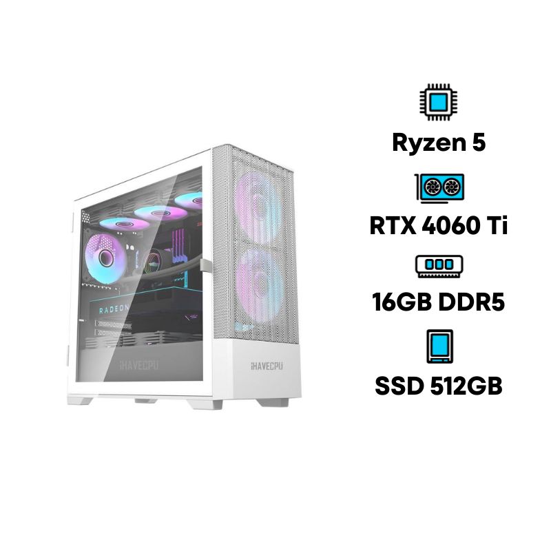iHAVECPU x Mercular AMD Ryzen 5 7600 RTX 4060 Ti Play Set 38 Computer Set