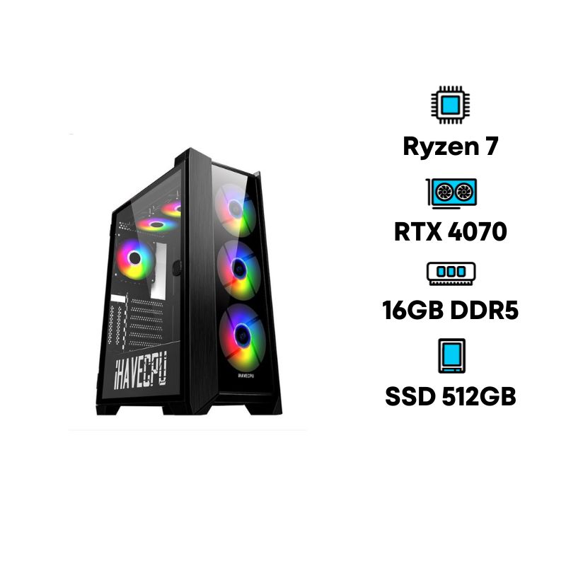 iHAVECPU x Mercular AMD Ryzen 7 7700 RTX 4070 Pro Set 57 Computer Set