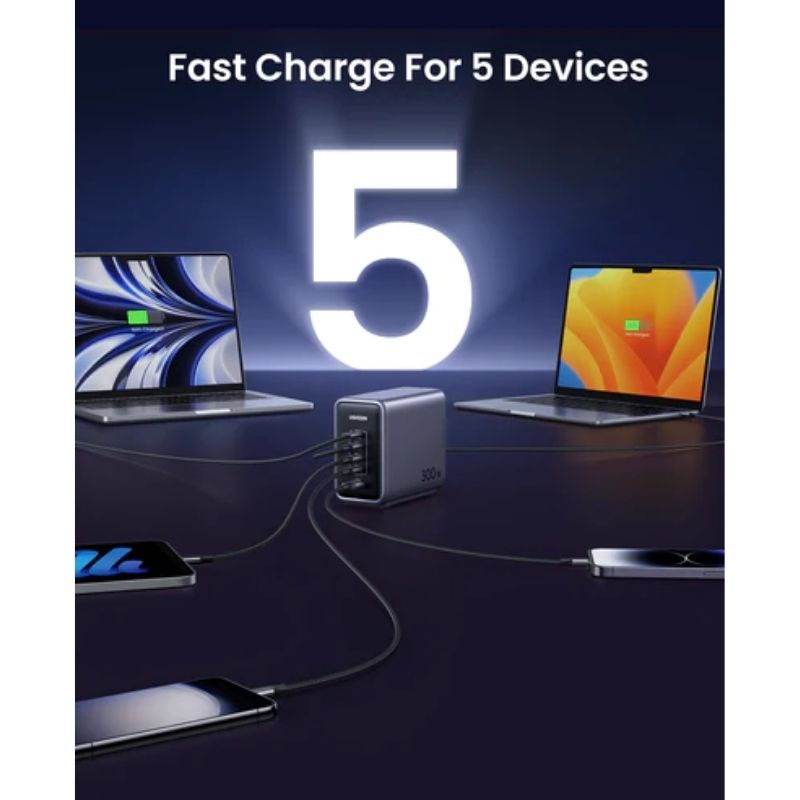 หัวชาร์จ Ugreen Nexode 300W 5 Ports USB C GaN Charger