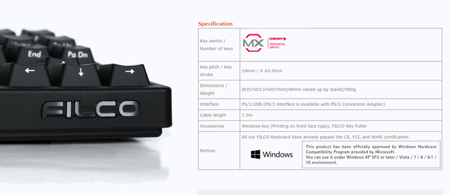 คีย์บอร์ด Filco Ninja TKL Mechanical Keyboard Red SW (US)